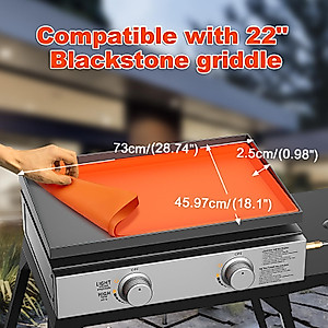 RRW 22" Griddle Mat Silicone for Blackstone, Heavy Duty Food Grade Silicone Griddle Mat Cover Grill, Protect Your Griddle From Rodents, Insects, Debris and Rust, All Season BBQ Grill Mat- Orange