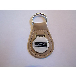 1967 1968 1969 1970 COUGAR CAT LOGO EMBLEM PLAQUE LEATHER KEYCHAIN - BEIGE