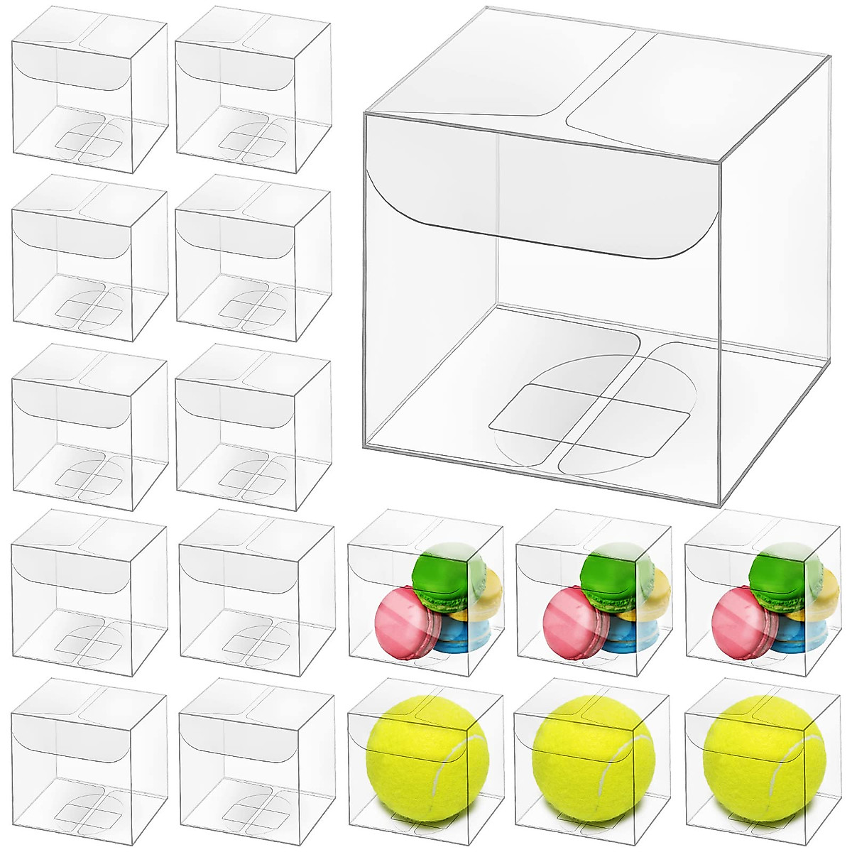 200 Pcs Clear Favor Boxes Clear Plastic Gift Box PET Clear Treat Boxes Clear Party Favor Containers Candy Boxes Packaging Transparent Cube Boxes for Birthday Party Baby Shower Wedding(3 x 3 x 3 Inch)