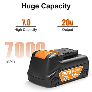 Lenoya Upgraded 20v 2Packs Replacement for Dewalt 20V Max Battery 7000mAh and DCB102 Charger Comaptible with Dewalt DCD DCF DCG Series Cordless Power Tools and 12V/20V Battery Charger Orange