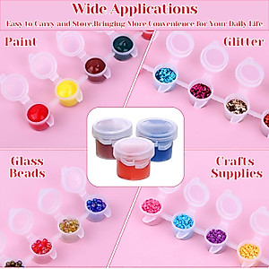 Caffox 240 Pieces Empty Paint Pot, 40 Strips Acrylic Mini Paint Container Strips Storage with Lids for Classrooms School Arts and Crafts Paint (3ml/ 0.1oz)