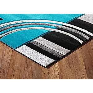 GLORY RUGS Area Rug Modern 5x7 Turquoise Soft Hand Carved Contemporary Floor Carpet with Premium Fluffy Texture for Indoor Living Dining Room and Bedroom Area