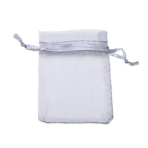 Mudder Organza Gift Bags Wedding Favour Bags Jewelry Pouches, Pack of 100 (2.8 x 3.5 Inch, Silver)