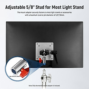 NEEWER Monitor Mount Adapter with VESA Mount, Aluminum Alloy Light Stand Adapter Dual 360° Ball Joint M4 Screw & 5/8" Receiver for Impact Screen Outdoor TV Stand, Max Load 14lb/6.3kg, MA001