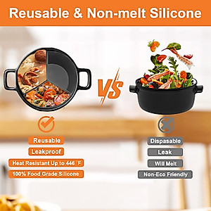 HYueaph Slow Cooker Divider Liner Reusable Leakproof Silicone Insert Divider Instant Pot Liners BPA Free Disahwasher Safe for 6 Quart Pot (3pcs)