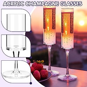 WYTAOHZL 24PCS Acrylic Champagne Flutes 6 OZ Champagne Flutes Plastic With Long Stem Clear Champagne Glasses Sparkling Wine Stemware for Birthday Wedding Anniversary