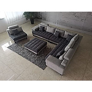 Stendmar 5pc Reversible Modern 2 Tone Gray Microfiber Big Sectional Couch Sofa Set S150D-RG