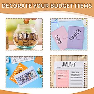 100 Cash Envelope Sticker Labels - Black Vinyl Decals for Finance Planner, Budget Stickers for Cash Envelope System Wallet & A6 Binder, Clear Labels Money Sticker for Budget Envelopes Coupon Organizer