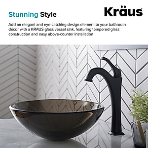 Kraus GV-103-14 Clear Brown 14 inch Glass Vessel Bathroom Sink