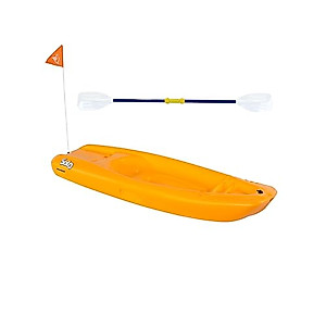 Pelican Solo 6 Feet Sit-on-top Youth Kayak Kids Kayak|Perfect for Kids Comes with Kayak Accessories, Paddle and Safety Flag (seat not Included), Yellow, One Size