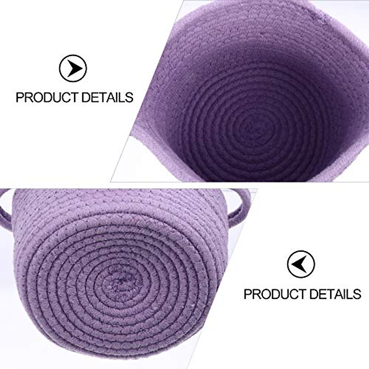Woven Cotton Rope Nesting Bowls Small Basket Cute Closet Bins Mini Table Basket Organizer Decorative Woven Basket Storage Baskets Purple Round Woven Basket