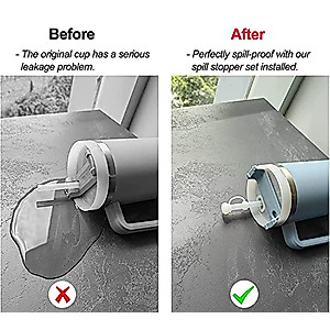 Set of 3 Silicone Spill Proof Stopper, Compatible with Stanley cup 1.0 40oz/ 30oz, Tumbler Accessories with 2 Straw Cover Cap, 2 Square Spill Stopper and 2 Round Leak Stopper (A set)