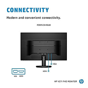 HP V27i FHD Monitor | 27-inch Diagonal Full HD Computer Monitor with IPS Panel and 3-Sided Micro Edge Design | Low Blue Light Screen with HDMI and VGA Ports | (9SV92AA#ABA) Black