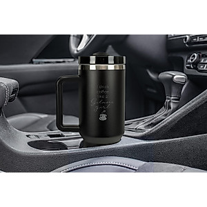 Elanze Designs I Drink Coffee Like A Gilmore Girl 40 oz. Stainless Steel, Large Water Bottle Coffee Mug, Spill & Leak Resistant, Thermal Travel Tumbler with Handle, Lid & Straw, Black