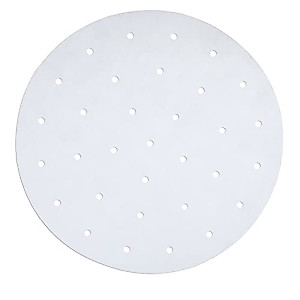 100 Pack Round Air Fryer Liners with Holes for Air Fryer Basket, Dumpling Paper, 10 Inch Perforated Bamboo Steamer Liner Sheets for Baking (White)