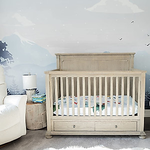 Rookie Humans 100% Cotton Sateen Fitted Crib Sheet: Snowy Day. Modern Nursery, Use as a Photo Background for Your Baby Pictures. Standard Crib Size (52 x 28 inches)