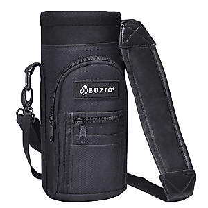 BUZIO Water Bottle Holder Carrying Pouch for 40 oz Bottles - Carry, Protect and Insulate Your Flask with This Military Grade Carrier an Adjustable Padded Shoulder Strap
