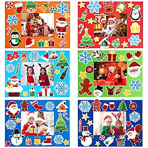 24 Packs Christmas Crafts for Kids Holiday Picture Frame DIY Craft Kits with 330 Stickers Gingerbread Santa Reindeer Snow Stickers Xmas Art Favor for Children Home Classroom Party Game Activity