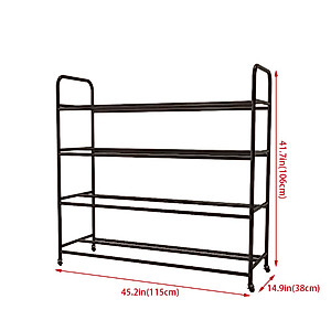 TANGGU Basketball Racks for Balls with Wheels,Iron Basketball Display Stand Equipment,Ball Cart Ball Racks for Garage Ball Holder(Black,4-Tier,40 Balls)