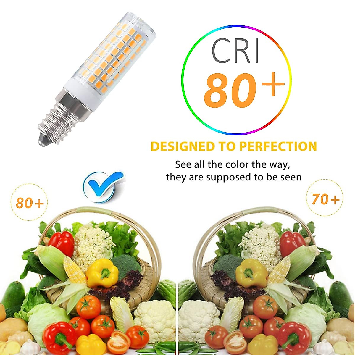 E14 LED Bulb 7W 120V European Light Bulbs Equivalent 75W Incandescent Bulb, Dimmable E14 Base for Cooker Hood Bulbs Turkish lamp Bulb, E14 Socket Light Bulb Warm White 3000K (2 Pack)