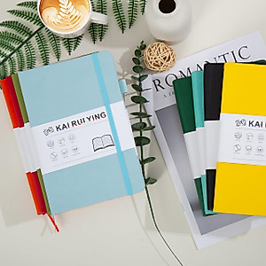 KaiRuiYing Journal Notebook with Pen Holder, A5 Hardcover Notebooks for Work, College Ruled Notebook for School, Lined Journal for Writing, 100Gsm Premium Thick Paper with Inner Pocket, Medium 5.7"x8.4" (1Pack, Black)