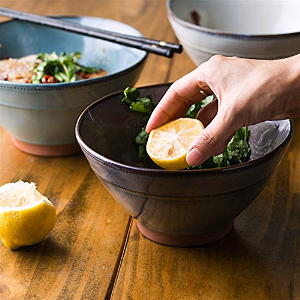 Salad bowl Ceramic Dishware Food Steak Stunning Plate Household Fresh Fruit Salad Bowl Plate Porcelain Dinnerware Soup bowl (Color : C)