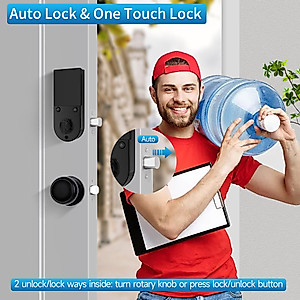 HARFO Fingerprint Door Lock, Keyless Entry Door Lock with Handles, Smart Door Lock, Front Door Lock Handle Sets, Electronic Keypad Deadbolt (Black)
