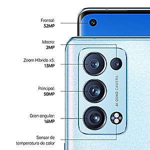 Oppo Reno6 5G Dual-SIM 128GB ROM + 8GB RAM (GSM Only | No CDMA) Factory Unlocked Android Smartphone (Blue) - International Version