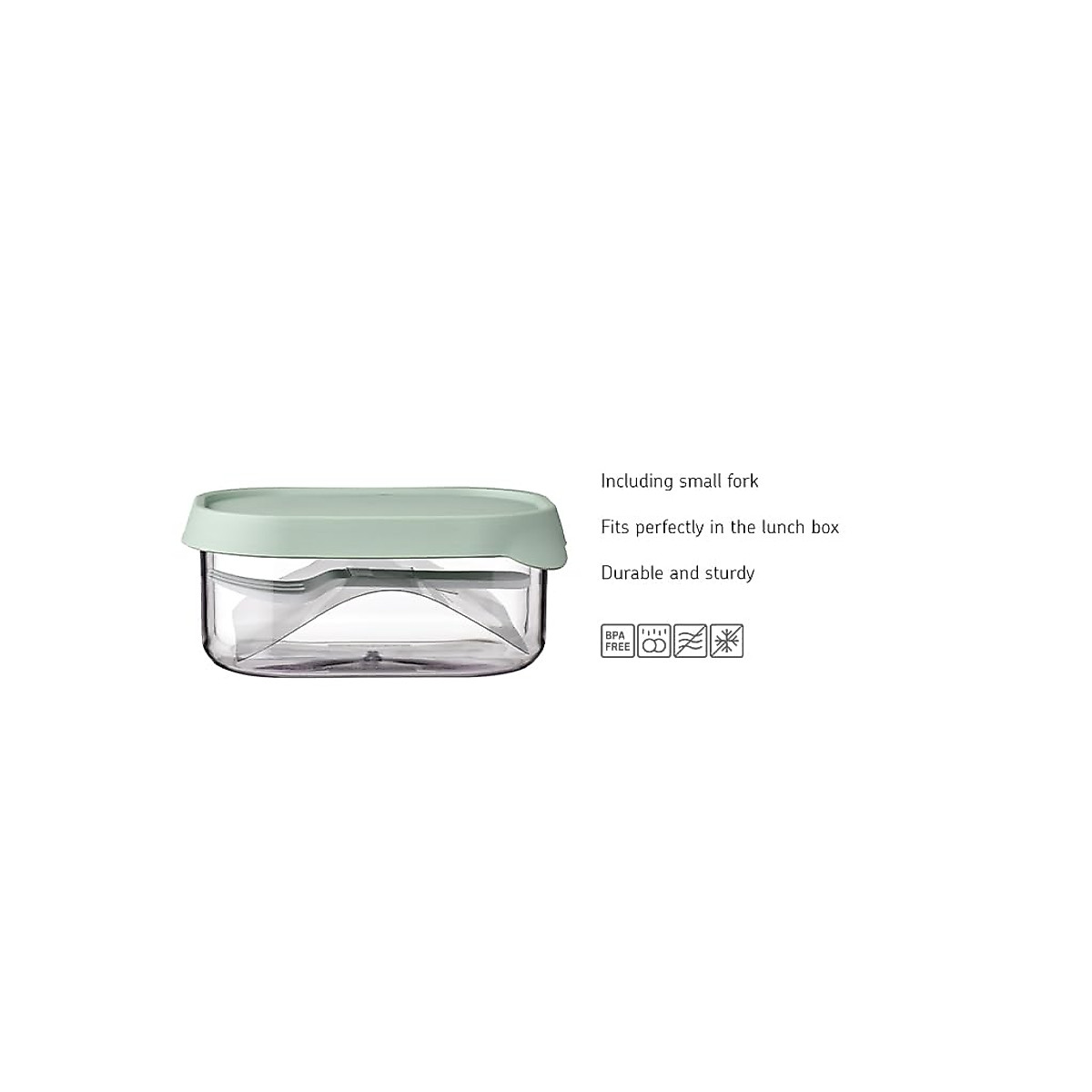MEPAL, Take a Break Fruit Box with Lid and Fork Included, Ideal Container for Food Storage, Portable, BPA Free, Nordic Green, Holds 250ml|8.5 oz, 1 Count