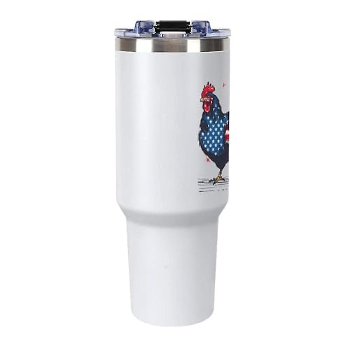 USA Flag Chicken Insulated Tumbler with Lid And Straw Stainless Steel Travel Coffee Mug 40oz Violet-style