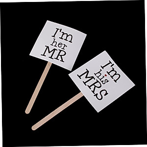COOLHIYA Mr and Mrs Wedding Party Photo Booth Props Sticks White Bridal Shower Photo Props for Bachelorette Celebrations and Wedding Decor for Fun Photo Opportunities