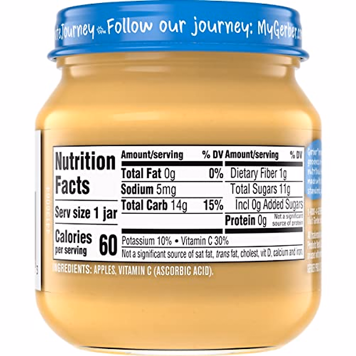Gerber Natural for Baby 1st Foods Baby Food Jar, Apple, Made with Natural Fruit & Vitamin C, Non-GMO Pureed Baby Food, 4-Ounce Glass Jar (Pack of 10 Jars)