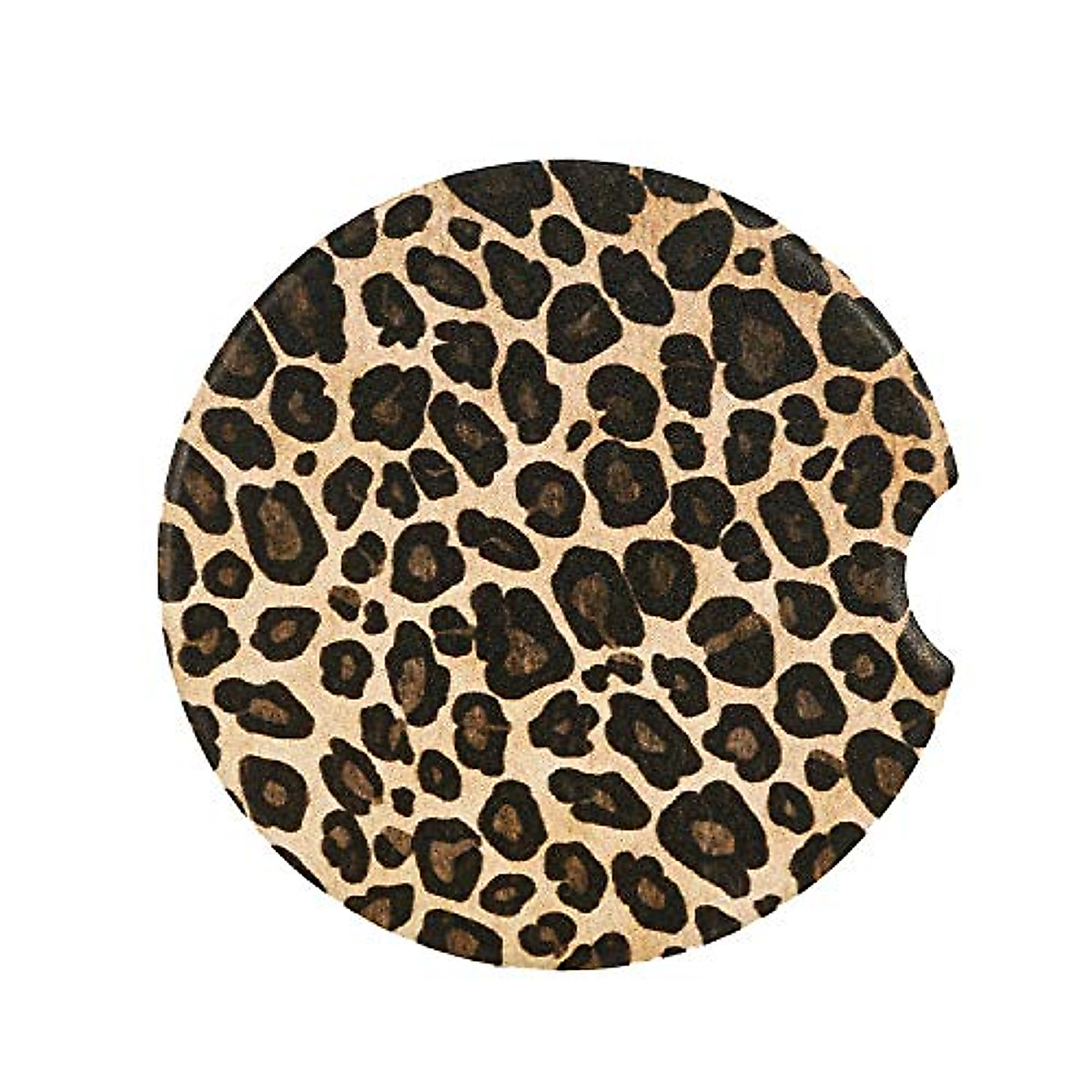 Crystal Lemon 2Pack Leopard Car Coasters Absorbent Ceramic Cup Holder, Ceramic Coasters, Keep Vehicle Free from Cold Drink Sweat