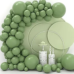 JOYYPOP Sage Green Balloons 110 Pcs Olive Green Balloon Garland Kit 5 inch+10 inch+12 inch+18 inch Green Balloons for Baby Shower Birthday Party Decorations