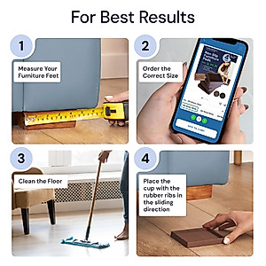 CasterMaster Non-Slip Furniture Pads Square Rubber Anti-Skid Caster Cups, Anti-Sliding Floor Protectors for Furniture (Brown, 5'' x 5'' (Pack of 4))