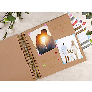 potricher 8 x 8 Inch DIY Scrapbook Photo Album Hardcover Kraft Blank Yellow 80 Pages Wedding and Anniversary Family Photo Album (Yellow, 8 Inch)