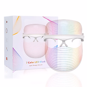 haoyehome Upgraded 7 Color LED Face Mask Light Therapy, led mask therapy facial LED suitable for home skin care, light therapy mask Portable & Light, Rechargeable, Wireless (white), 1.0 Count