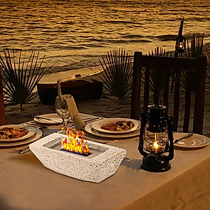 Tabletop Fire Pit 12.5" Portable Table Top Firepit Bowl Smokeless Indoor Outdoor Table Top Fireplace Garden Patio Balcony Decor Gifts for Women Mom House Warming Gifts New Home Decor Terrazzo-White