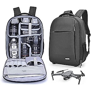 CADeN Camera Backpack, Waterproof Drone and Camera Bag for Canon Nikon Sony DSLR SLR Mirrorless, DJI Mavic, Air 2S, FPV Drone Backpack with 15.6'' Laptop Compartment & Tripod Holder