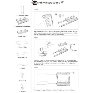 GMFINE 2 Pack Under Sink Organizer and Storage, 2 Tier Slide Out Undersink Cabinet Organizer Storage Organization with Hooks for Under Kitchen Bathroom Sink Storage Cleaning Supplies, Black