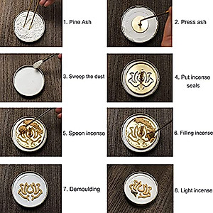 ZODIFEVI 11 Pcs/Set Brass Incense Making Kit Incense Mold Tool, DIY Backflow Tower Incense Cone Molds,Spoon, Press, Shovel, Brush, Bottle Ideal for Yoga Meditation Home Fragrance