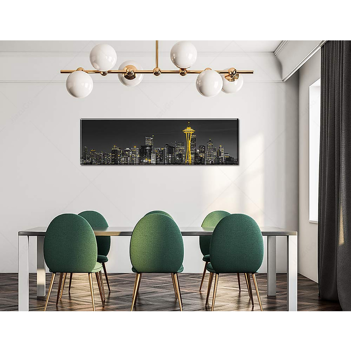 Seattle Wall Art Canvas - 14"X48" Washington DC Wall Art Decor Architecture Posters Black and White Seattle Skyline City Decorations for Bedroom modern Framed City Landscape Office,Living Room