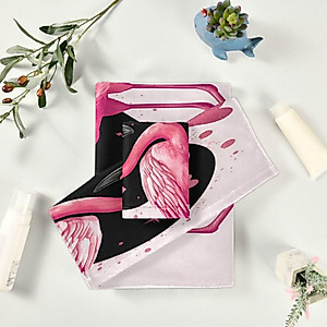 Flradish Pink Flamingos Lovers Towels 3 Pack Bath Towels for Bathroom Set Soft Cotton Highly Absorbent Lightweight & Quickdry Towel Set 1 Bath Towel,1 Hand Towel,1 Washclothe
