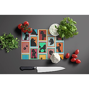 Caroline's Treasures MLM1108LCB Lots of Black Standard Poodle Glass Cutting Board Large Decorative Tempered Glass Kitchen Cutting and Serving Board Large Size Chopping Board