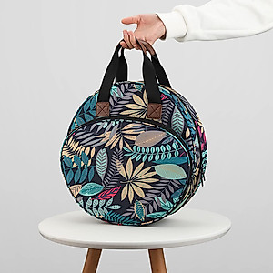 EXCEART Toiletry Organizer Embroidery Bag Portable Carrying Bag for Embroidery Project and Cross Tools Kits Supplies Tote Bag for Crafters and Lovers Blue Leaf Pattern Clothes Storage Bags