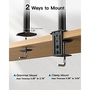 HUANUO Dual Monitor Mount for 2 Monitors up to 30 inches, Heavy Duty Dual Monitor Stand Holds up to 22 lbs, Dual Monitor Arm with Height Adjustable Tilt Swive Rotate, VESA Hole 75mm or 100mm