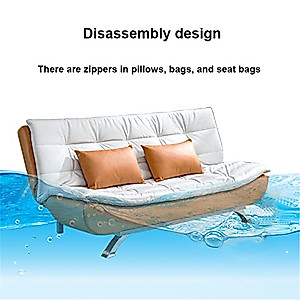 JHKZUDG Sofa Bed,2 Seater Sofa Technology Cloth Recliner Sleeper Sofa,3 Angles Adjustable Back with Chrome Legs,Convertible Folding Sofa Bed, for Living Room Bed Room,Blue