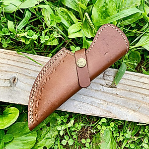 7" long custom handmade leather sheath fits up to 4" cutting blade knife