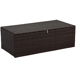 Thy-Hom Rio 5 Piece Outdoor Patio Furniture Sets, Patio Furniture Outdoor Sectional Sofa, All Weather Woven Wicker Patio Sofa Brown PE Rattan Patio Conversation Set w/Cushion and Table