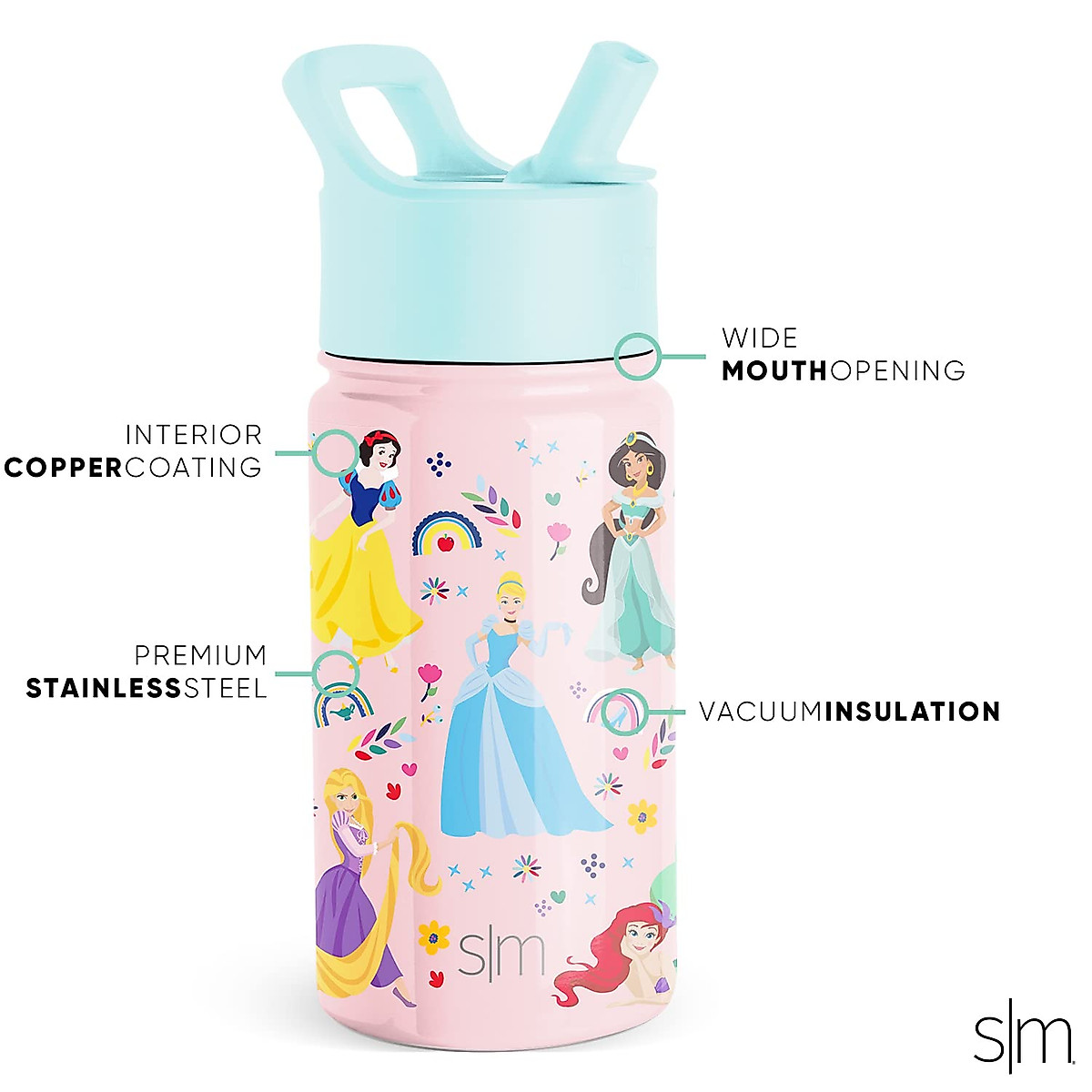 Simple Modern Star Wars Mandalorian Kids Water Bottle with Straw Lid | Insulated Stainless Steel Reusable Tumbler Gifts for School, Toddlers, Girls Boys | Summit Collection | 10oz, Moonlit Mandalorian